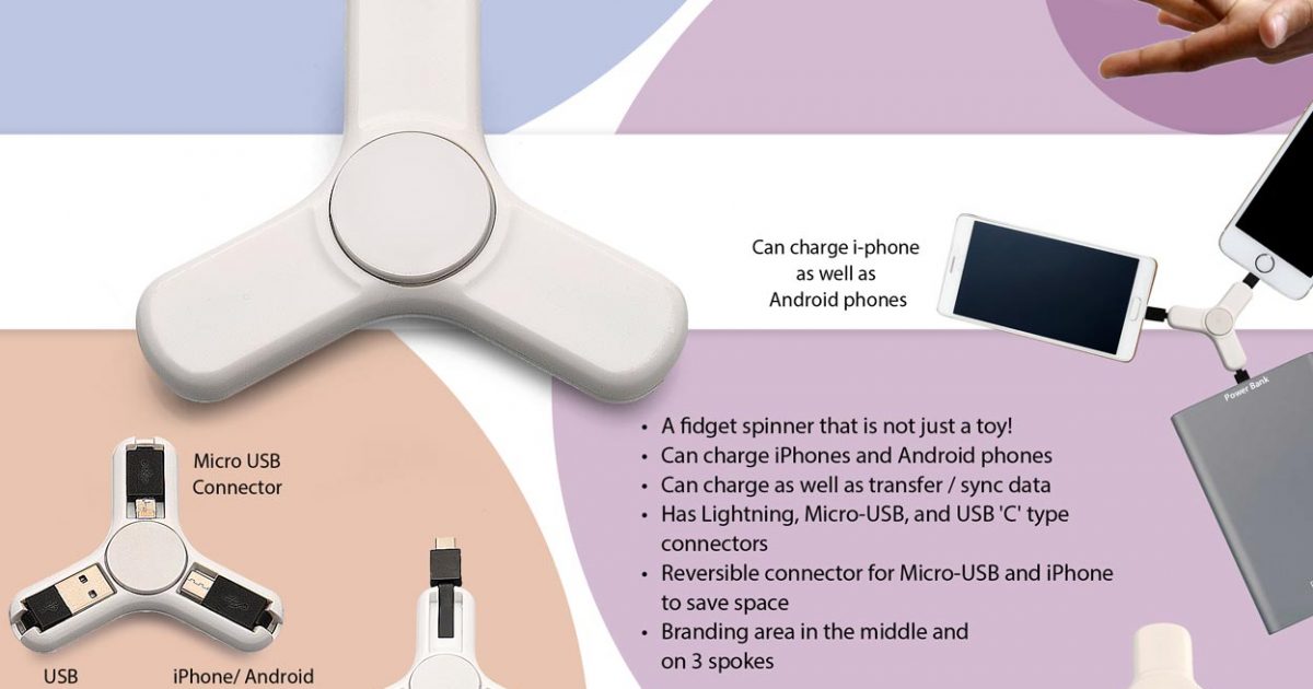 3 in 1 Data cable with spinner - Power Plus Store