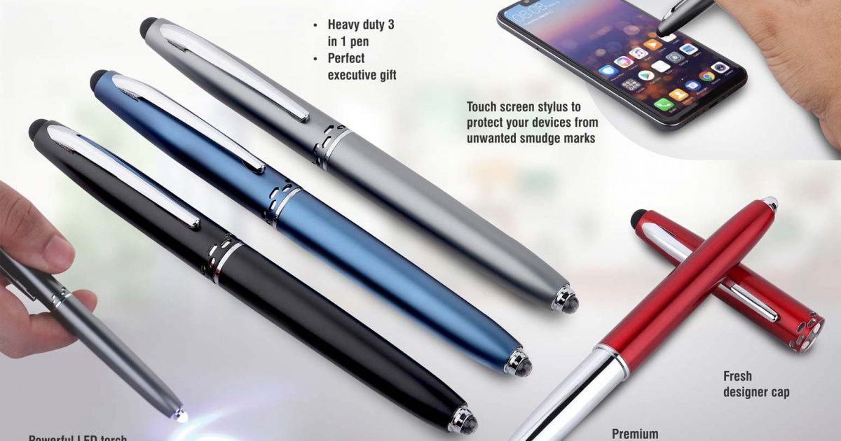 Daniel: Metal stylus pen with torch (chrome finish) - Power Plus Store