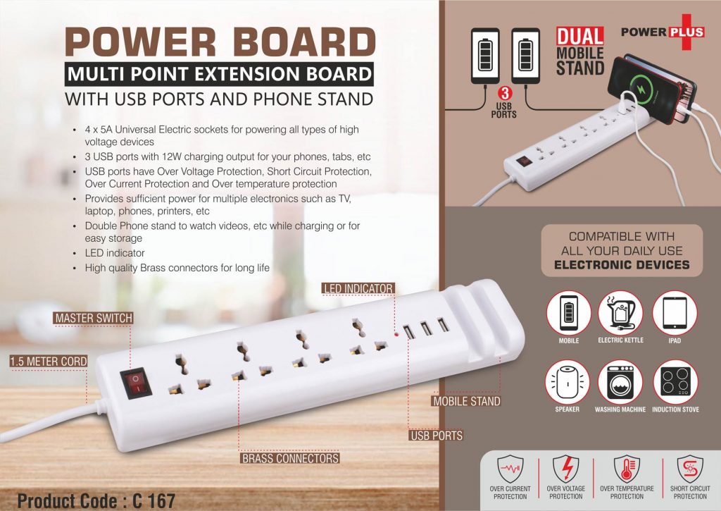 Power Board: Multi point extension board with USB ports and phone stand ...