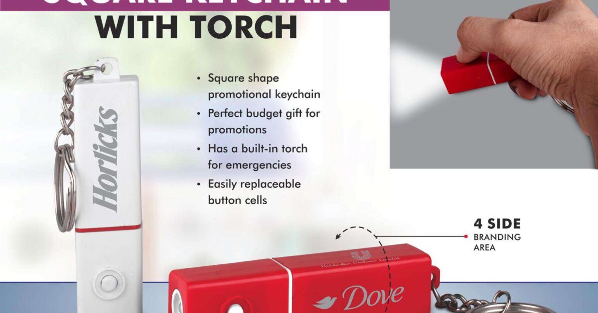 Square Keychain with torch - Power Plus Store