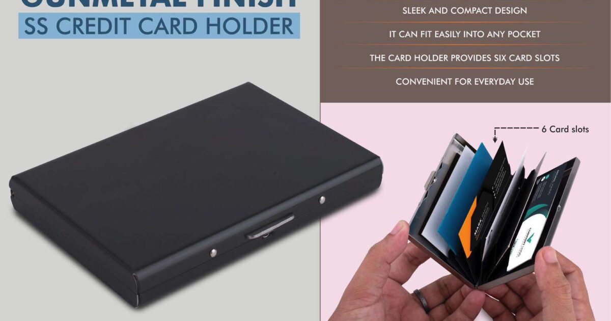 Gunmetal finish SS Credit card holder | 6 Card slots - Power Plus Store