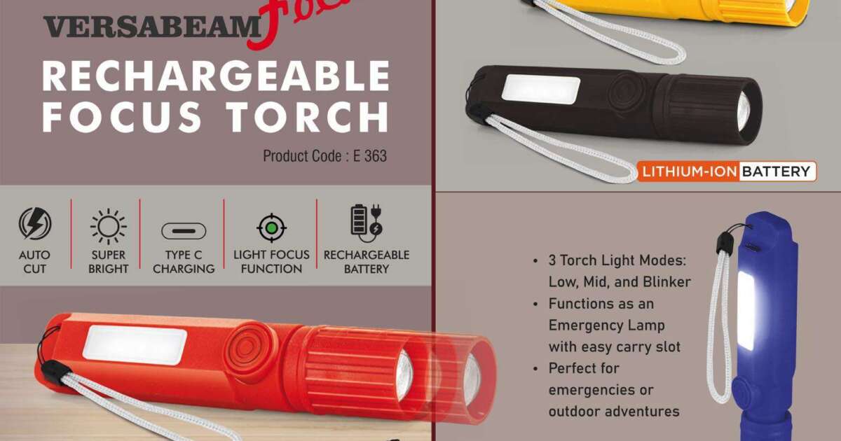 VersaBeam Focus: Rechargeable Focus Torch with 2 Light modes, Blinker ...