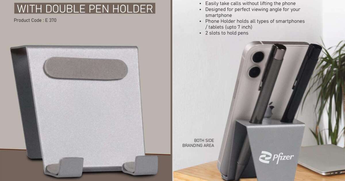Mini phone stand with double pen holder - Power Plus Store