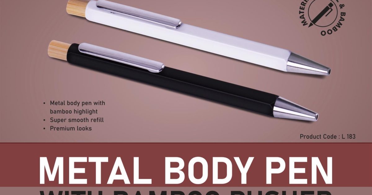 Metal body pen with Bamboo pusher - Power Plus Store
