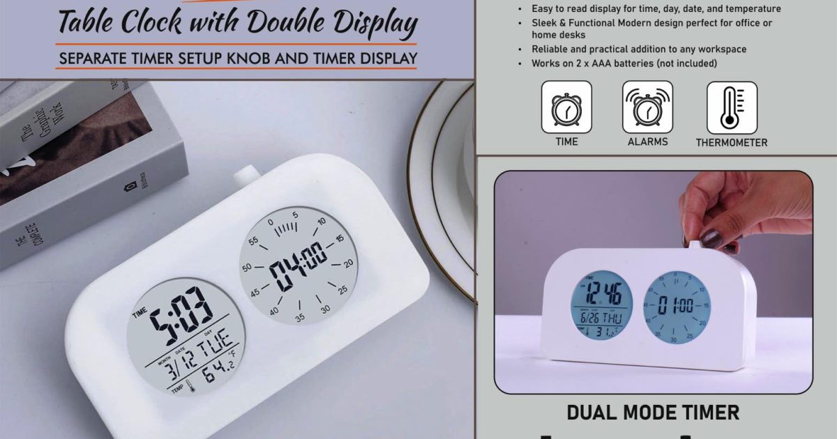 Bubble Table Clock with Double Display | Separate Timer setup knob and ...
