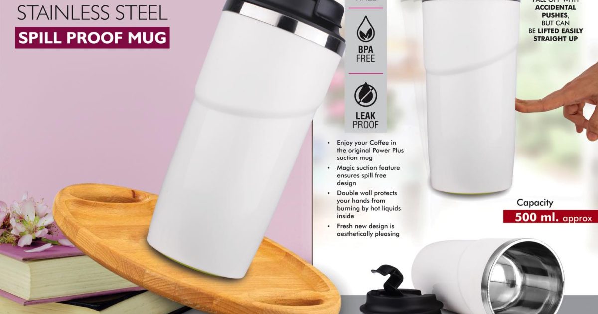 Cloud : Stainless Steel Tall Spill Proof Mug | Flip Top Lid with ...